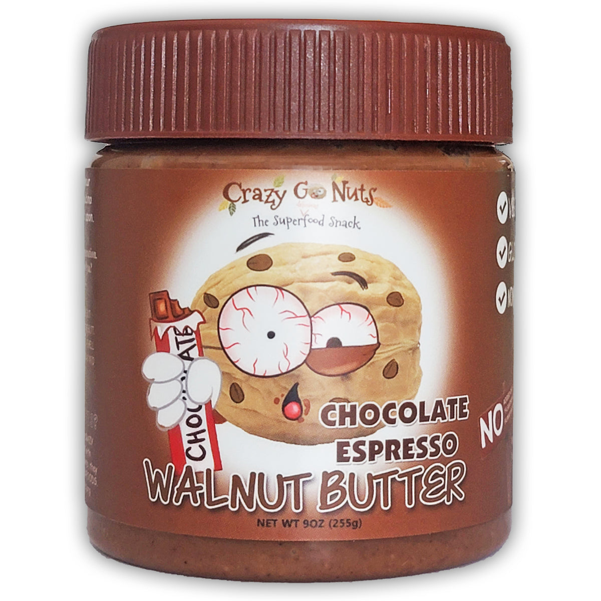 9oz Chocolate Espresso Walnut Butter – Crazy Go Nuts Walnuts