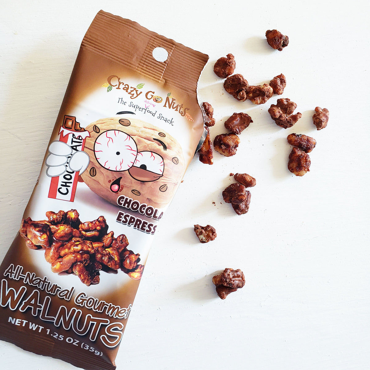 1.25 oz. Chocolate Espresso Walnut Snacks – Crazy Go Nuts Walnuts